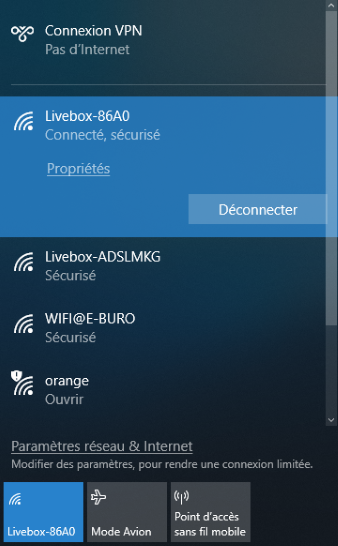 Livebox : identifier la Livebox connectée en wifi sous Windows 10 ...