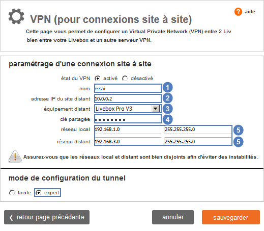 Livebox Pro V4 : configurer le serveur VPN entre deux Livebox en mode expert - Assistance Orange Pro