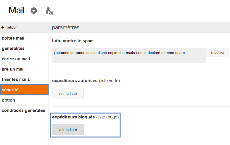 Mail Orange : paramétrer les options de sécurité - Aide et Contact Orange