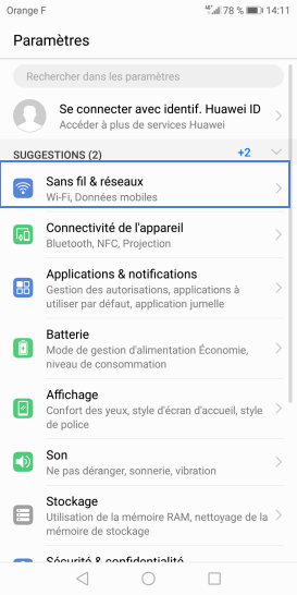 Android 8 Oreo pour Huawei : se connecter à une Livebox - Assistance Orange