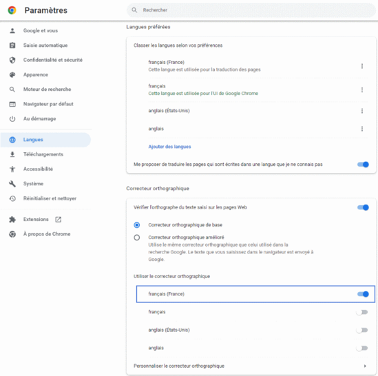 Google Chrome : activer le correcteur d'orthographe - Assistance Orange