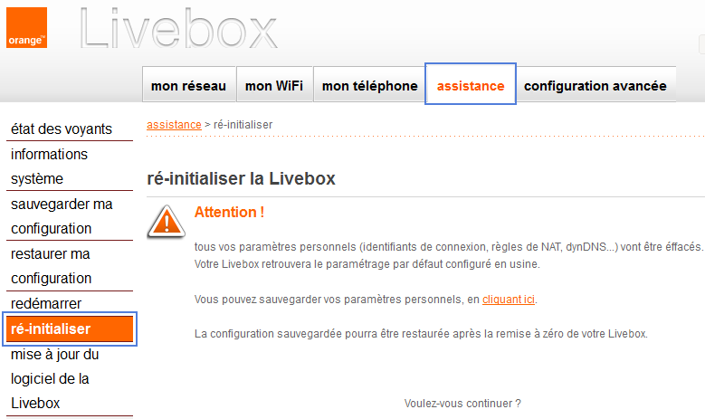 Livebox Play : remettre à zéro - Assistance Orange