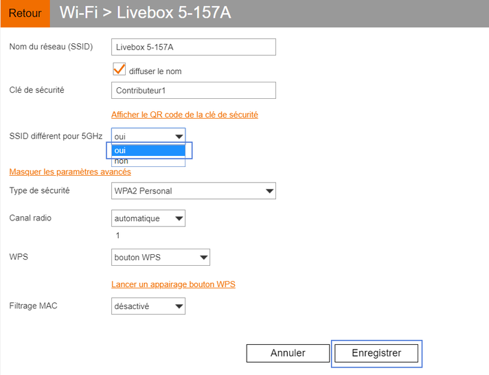 Livebox 5 : configurer deux réseaux wifi distincts - Aide et Contact Orange