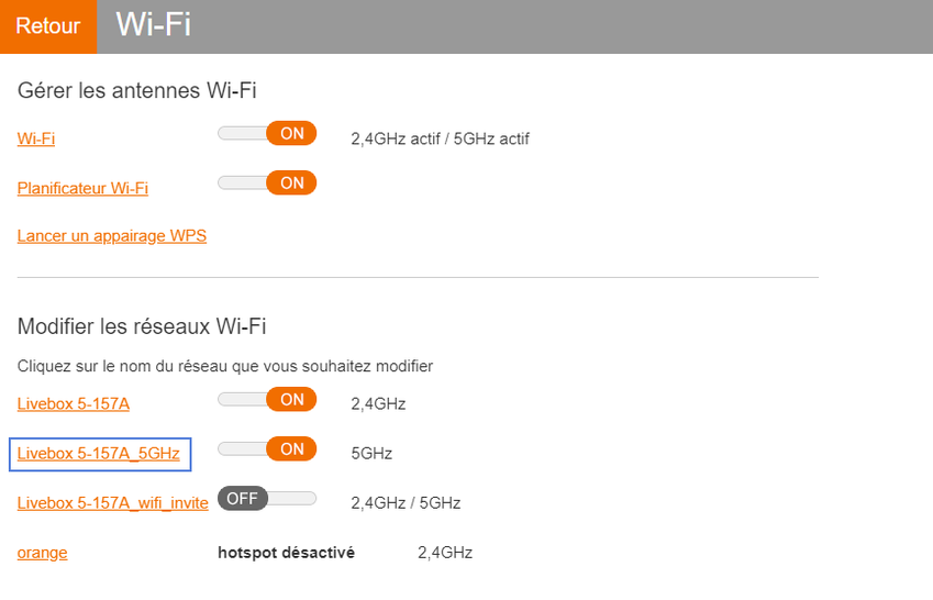 Livebox 5 : configurer deux réseaux wifi distincts - Aide et Contact Orange