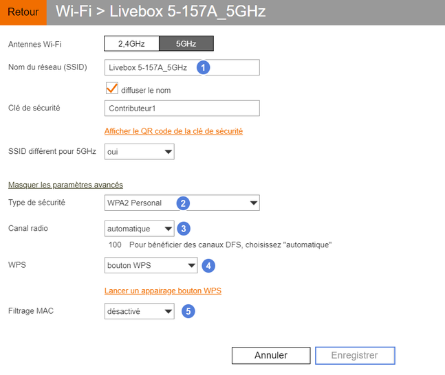 Livebox 5 : configurer deux réseaux wifi distincts - Aide et Contact Orange