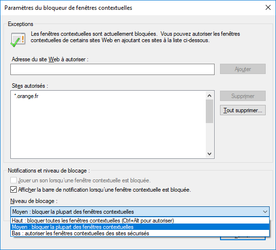 Internet Explorer 11 : gérer les cookies - Aide et Contact Orange