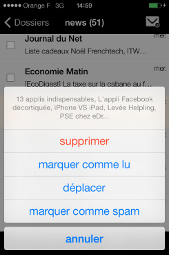 Mail Orange : accéder aux différentes fonctionnalités de l'application ...