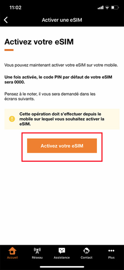 eSIM : obtenir et activer une eSIM depuis l’appli Orange Pro (iPhone) - Assistance Orange Pro