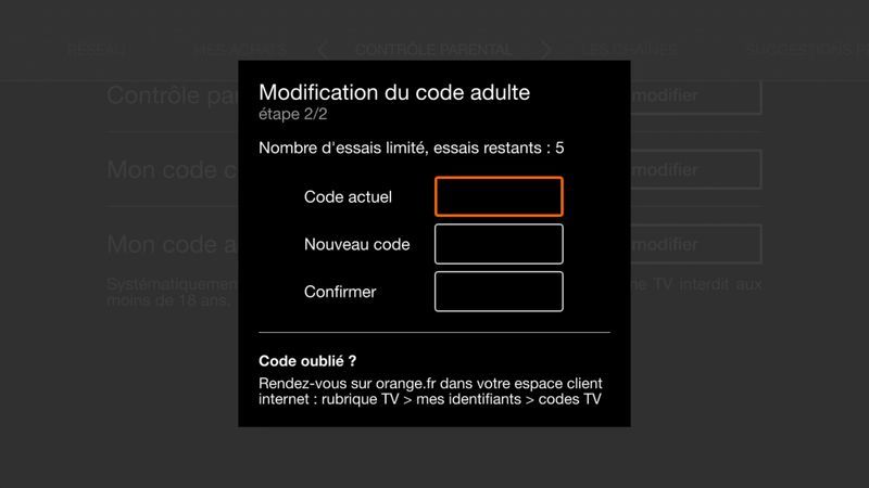 TV d'Orange : modifier votre code adulte - Aide et Contact Orange