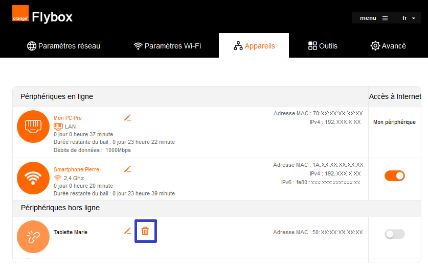 Internet Boost : gérer les appareils connectés à la Flybox 5G ...