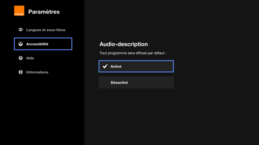 TV d'Orange sur TV Connectée : accéder à vos paramètres - Aide et ...