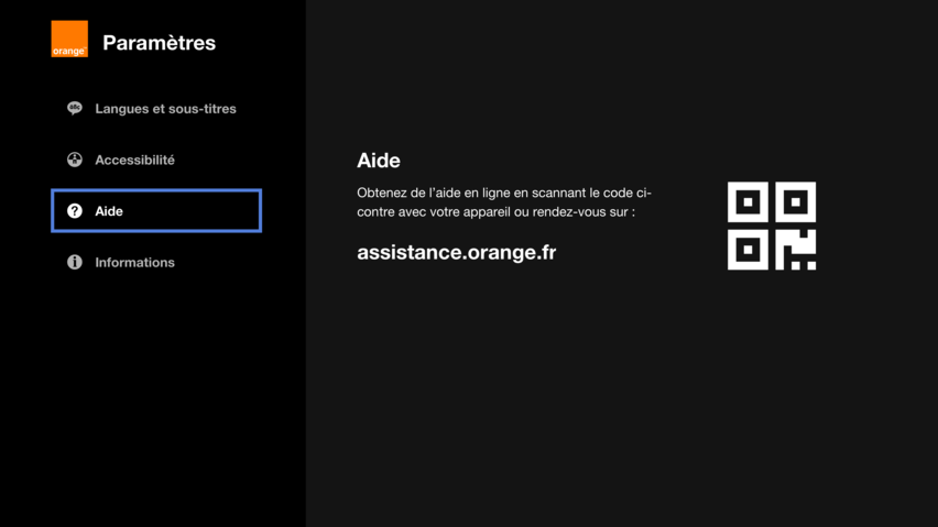 TV d'Orange sur TV Connectée : accéder à vos paramètres - Assistance Orange