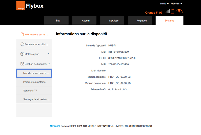 Comment modifier le mot de passe de l'interface administrateur de la Flybox 4 - 4G ...