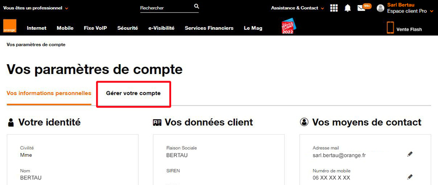 Espace client pro : modifier votre mot de passe d’identification - Assistance Orange Pro