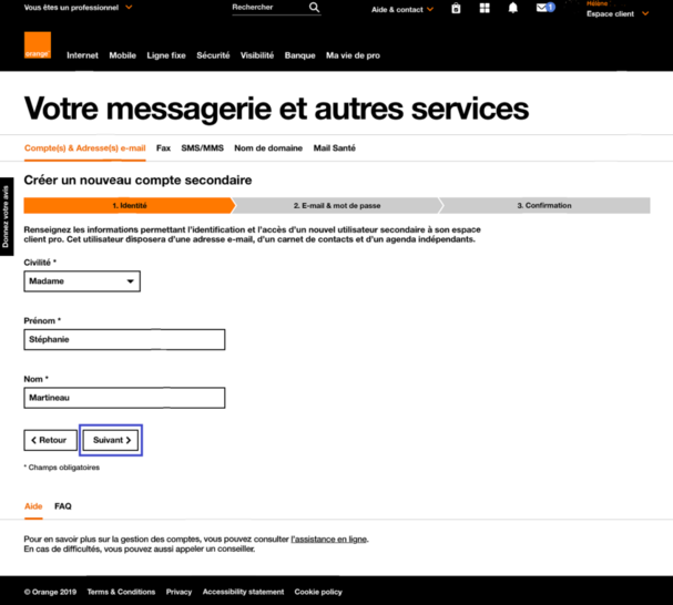 Messagerie mail pro : créer une boite mail - Assistance Orange Pro
