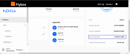 Comment afficher la version du logiciel de votre Orange Flybox 2 5G ou ...