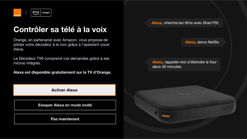 Décodeur TV 6 : activer l'assistant vocal Alexa - Assistance Orange