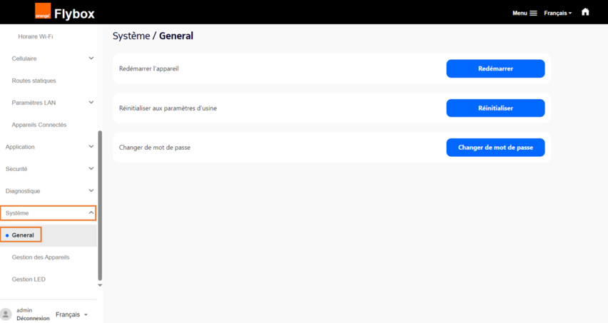 Internet Boost : restaurer les paramètres d'usine de la Flybox 5G et ...