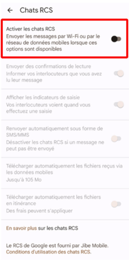 RCS : activer ou désactiver le service sur Android - Assistance Orange Pro