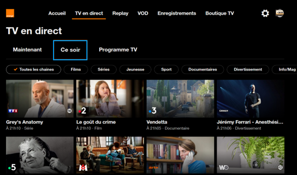 Orange TV : en direct, ce soir, programme TV - Aide et Contact Sosh