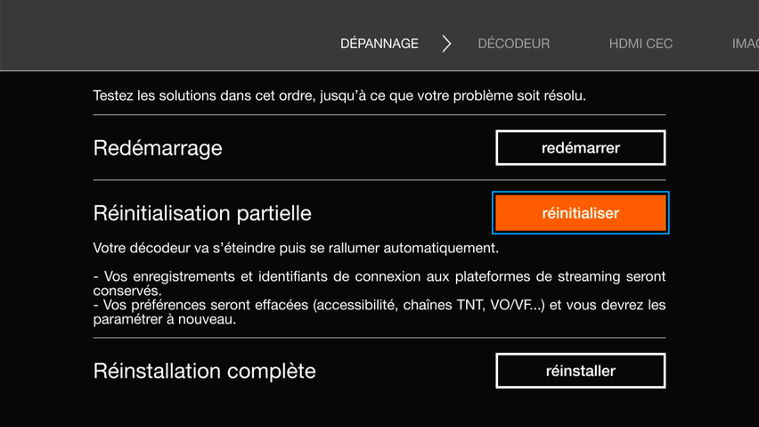 TV d'Orange : réinitialiser votre décodeur - Assistance Orange Pro